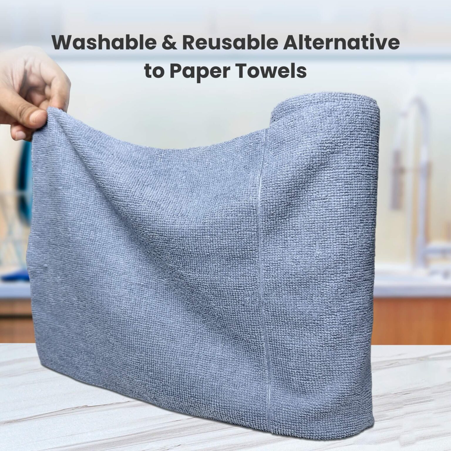 Reusable Kitchen Towel Roll - Blue Color - Soft Microfiber Fabric