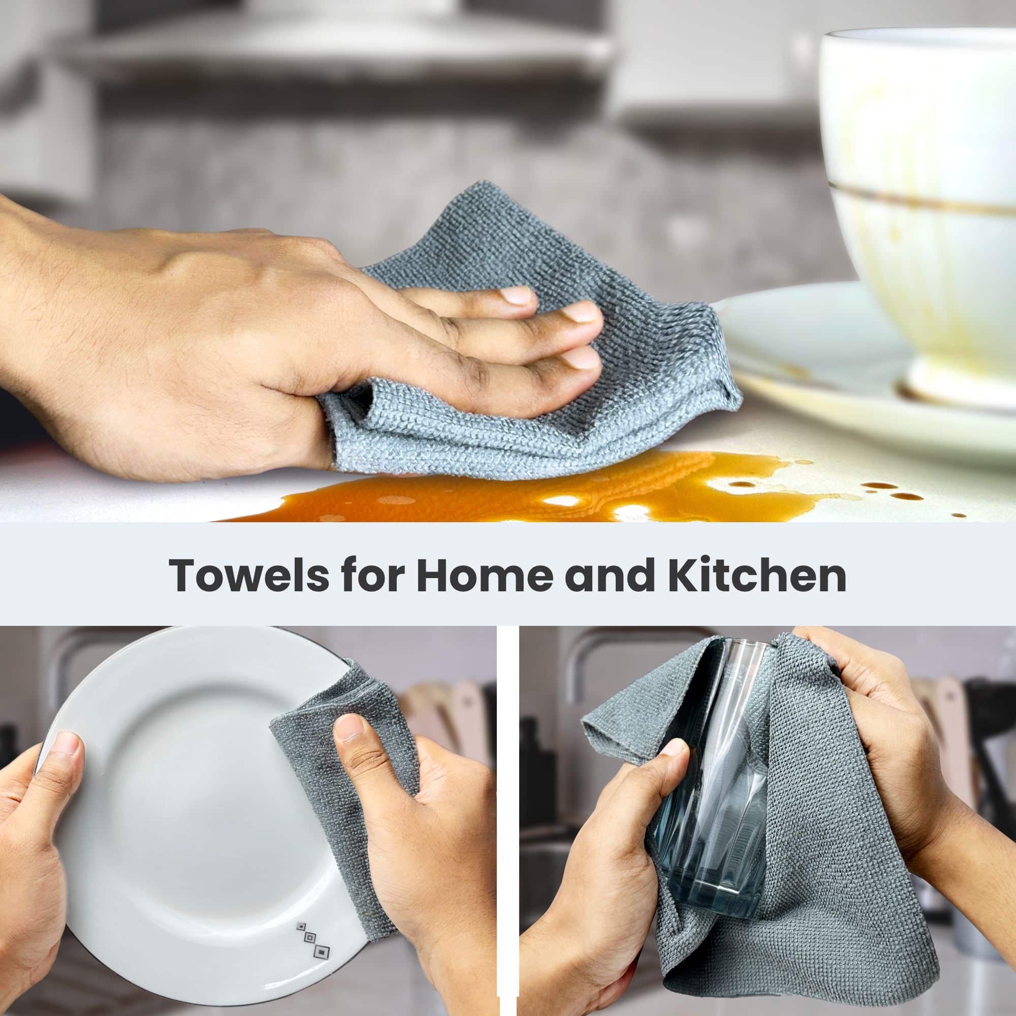 Reusable Kitchen Towel Roll - Ash Color - Soft Microfiber Fabric
