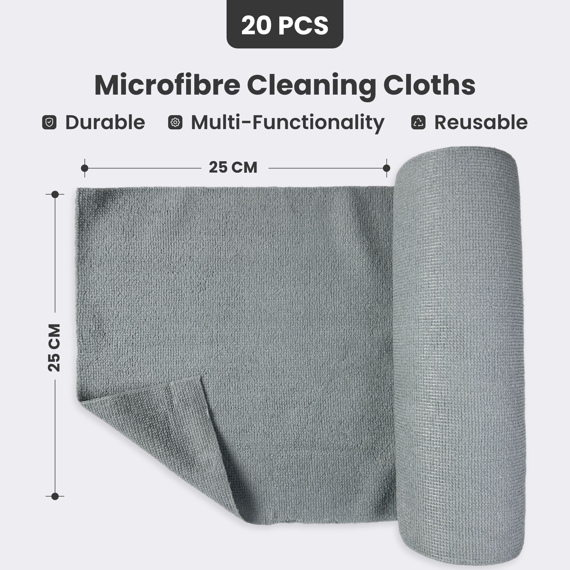 Reusable Kitchen Towel Roll - Ash Color - Soft Microfiber Fabric