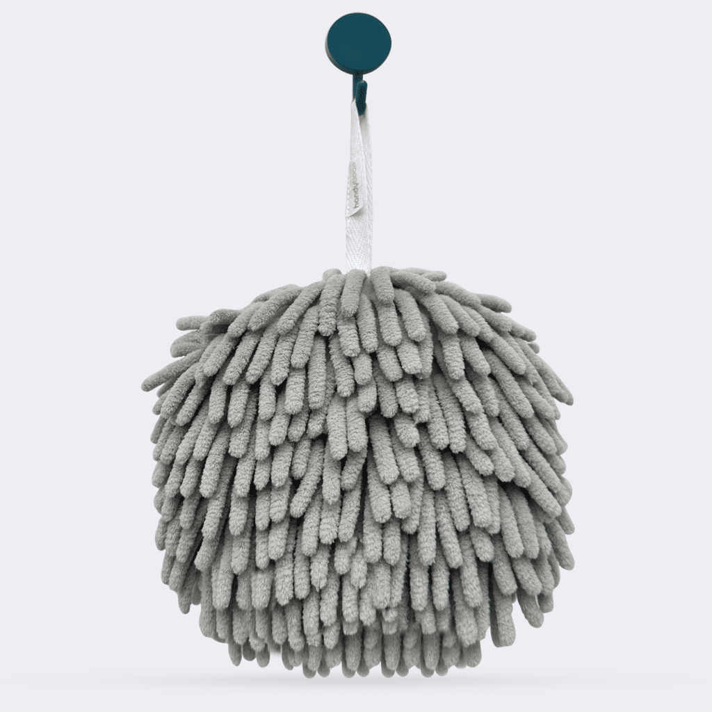 Hand Towel - Ash Color - Soft Chenille Fabric Fuzzy Ball Towel